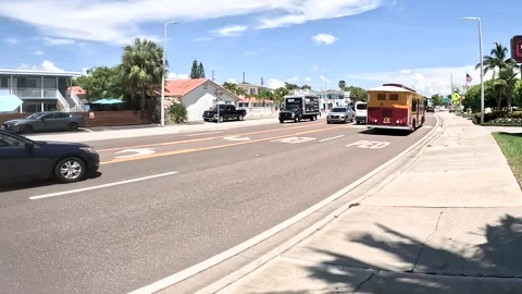 Treasure Island passing Trolley Bus on ... | Stock Video | Pond5
