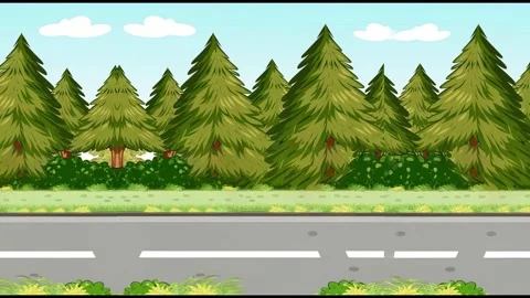 Tree and road animated background withou... | Stock Video | Pond5