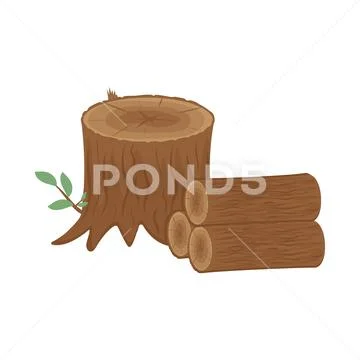A tree in a cut, color isolated vector illustration in the cartoon ...
