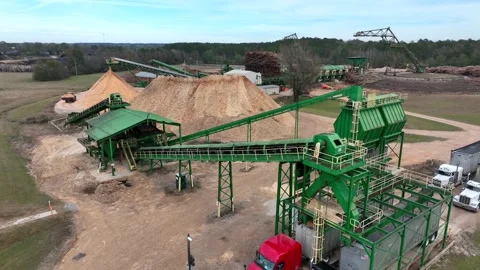 Tree grinding and softwood pulp loaded f... | Stock Video | Pond5