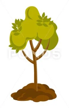 Tree growing in the soil vector illustration. Illustration #81415396