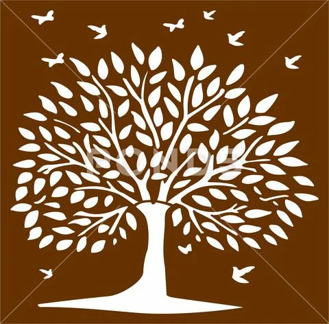 Tree Laser cut cnc panel design for metal, wooden room divider. ~ Clip ...