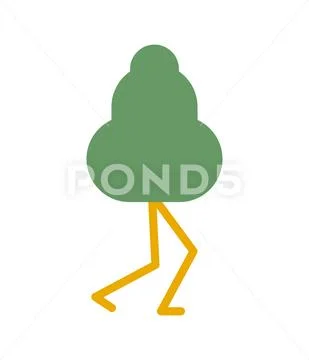 Tree with legs cartoon style. Vector illustration: Royalty Free #106710602