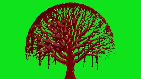 Tree shape with scary blood effect on gr... | Stock Video | Pond5