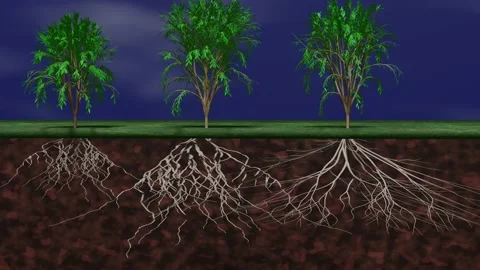 Trees and mycelium network, fungal root ... | Stock Video | Pond5