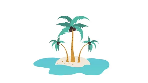 trees palms in the island animation | Stock Video | Pond5