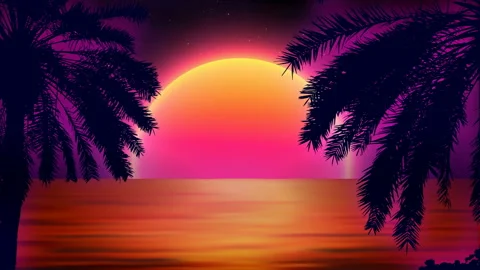 Trendy retro 80s background. Sunset with... | Stock Video | Pond5