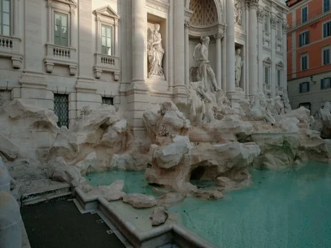 Trevi Fountain Morning Ground Pan Up Rev... | Stock Video | Pond5