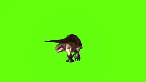 T.rex dinosaur walk turn 90 left green s... | Stock Video | Pond5
