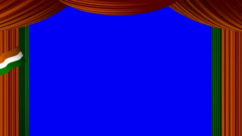 tri color indian flag curtain on green s... | Stock Video | Pond5