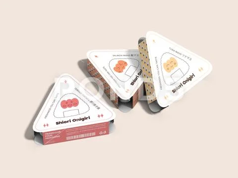 PSD Template: Triangle Shape Food Box Packaging Mockup #303954467