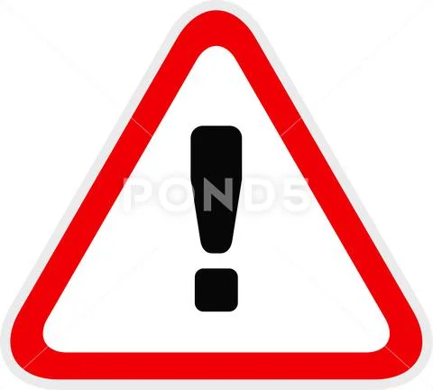 Triangular red Warning Hazard Symbol, vector illustration: Graphic ...