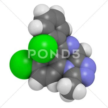 Triazolam insomnia drug (sleeping pill, benzodiazepine class), chemical ...