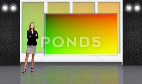 PSD Template: Tricaster Psd TV Studio Set for Weather #55322251