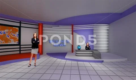 Tricaster Psd TV Studio Set for Weather ~ PSD Template #55351026