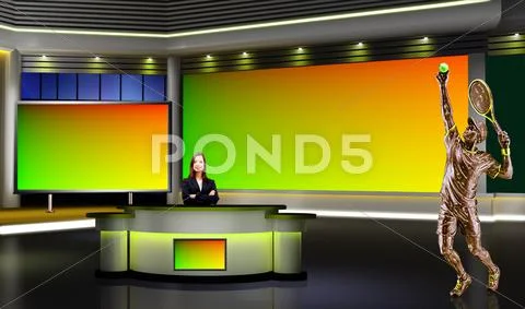 Tricaster Psd TV Studio Set for Sports ~ Plantilla PSD #55384018