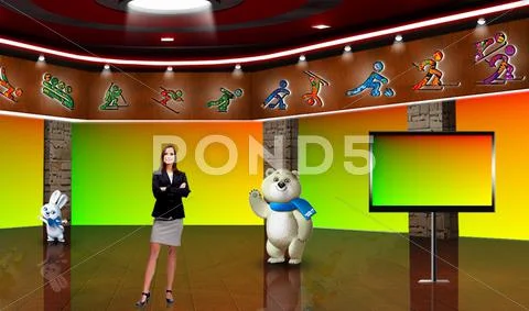 Tricaster Psd TV Studio Set for Sports ~ Plantilla PSD #55384162