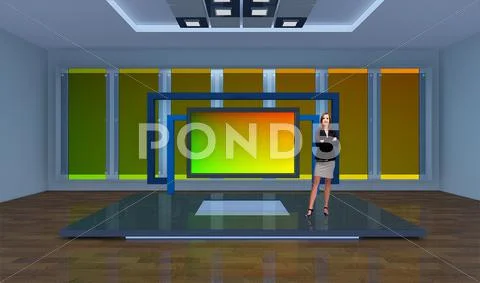 PSD Template: Tricaster Psd TV Studio Set for News #62393939