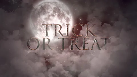 Trick Or Treat with big moon and mystica... | Stock Video | Pond5