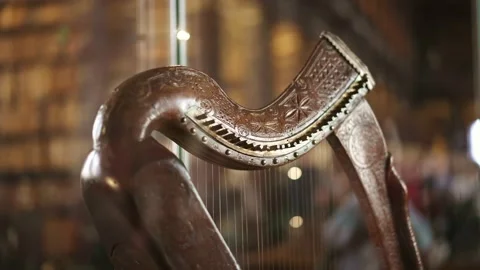 Trinity College harp, Brian Boru harp in... | Stock Video | Pond5