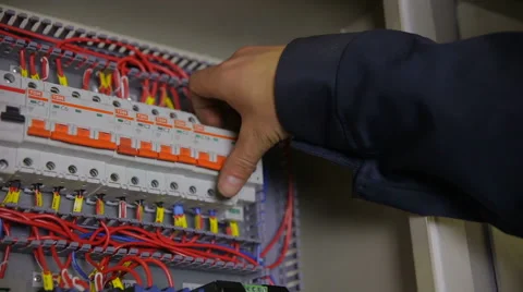 Trip Switch Fuse box. Man hands turning ... | Stock Video | Pond5