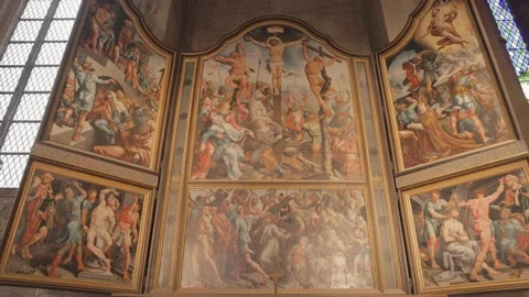 Triptych Altarpiece By Maarten van Heems... | Stock Video | Pond5