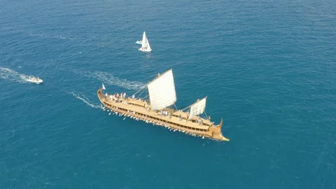 Trireme Ancient Greek Oar Sail Warship 4... | Stock Video | Pond5