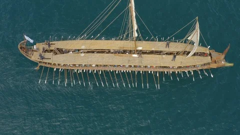 Trireme Ancient Greek Oar Sail Warship 4... | Stock Video | Pond5