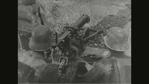 Troop fire through machine gun during wa... | Stock Video | Pond5