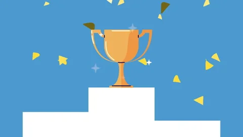 trophy cup in podium animation | Stock Video | Pond5