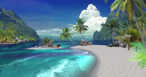 Tropical Beach Paradise Animation | Stock Video | Pond5