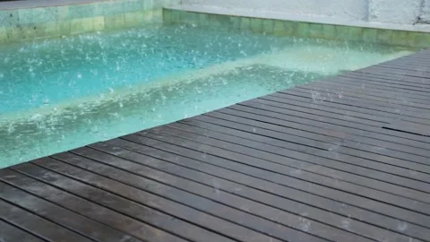 Rain Swimming Pool Stock Footage ~ Royalty Free Stock Videos | Pond5