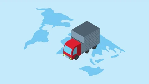 truck in earth maps logistic animation | Stock Video | Pond5