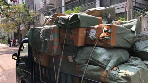 A truck full of shipment cargo boxes in ... | Stock Video | Pond5