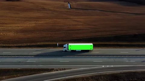 Truck with green screen on trailer drive... | Stock Video | Pond5