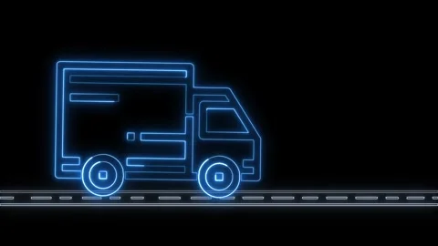 Truck neon sign appear in road blue colo... | Stock Video | Pond5