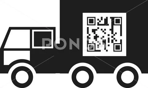 A truck with a QR code. Vector image. ~ Clip Art #167093275