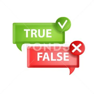 True false 3D icon, vector correct wrong mark badge, check mark cross ...