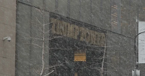 Trump Tower in Stormy snow weather in Ne... | Stock Video | Pond5