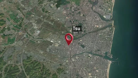 Tsu City Map Zoom (Japan) from Space to ... | Stock Video | Pond5