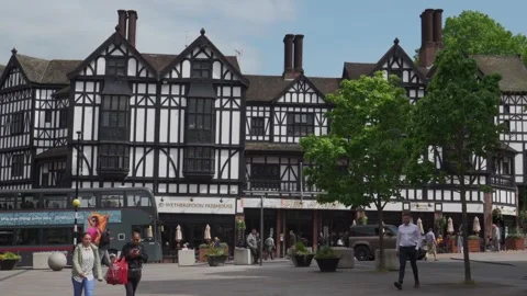 Tudor buildings in Coventry city centre | Stock Video | Pond5