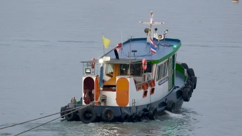 Tug Boat Sand Loading Boat Thai Tug Boat... | Stock Video | Pond5
