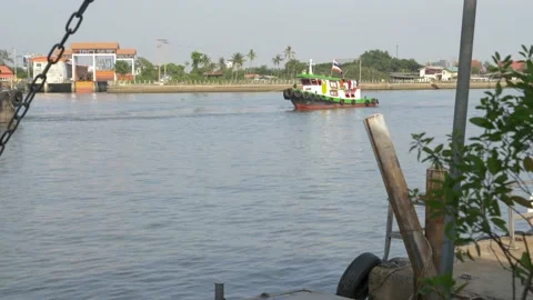 Tug boat with Thailand flag, green white... | Stock Video | Pond5