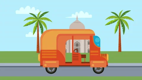 tuk tuk indian transport animation | Stock Video | Pond5