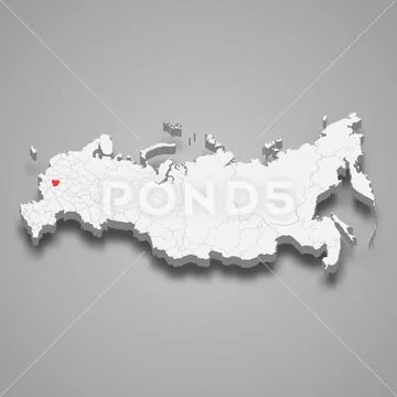 Tula region location within Russia 3d map: Royalty Free #273811230