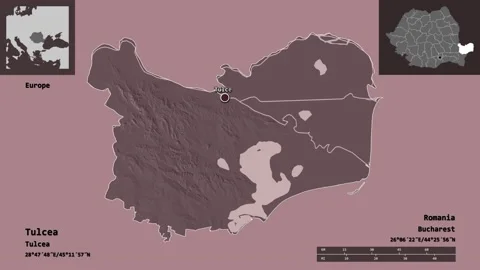 Tulcea location. Romania. Administrative... | Stock Video | Pond5