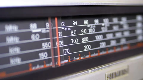 Tuning Analog Radio Dial Frequency on Sc... | Stock Video | Pond5