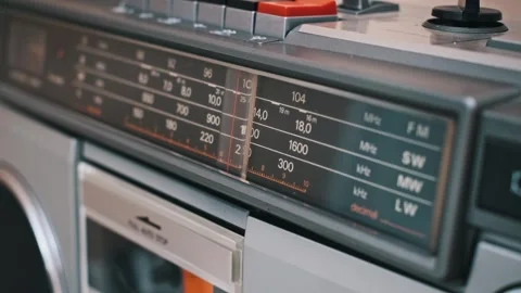 Tuning Radio Frequencies on a Vintage Au... | Stock Video | Pond5