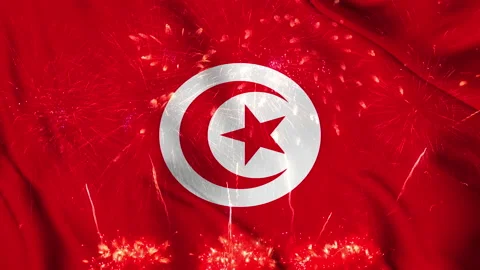 Tunisia flag seamless animation with fir... | Stock Video | Pond5