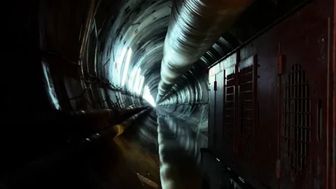 tunnel construction side view from truck... | Stock Video | Pond5